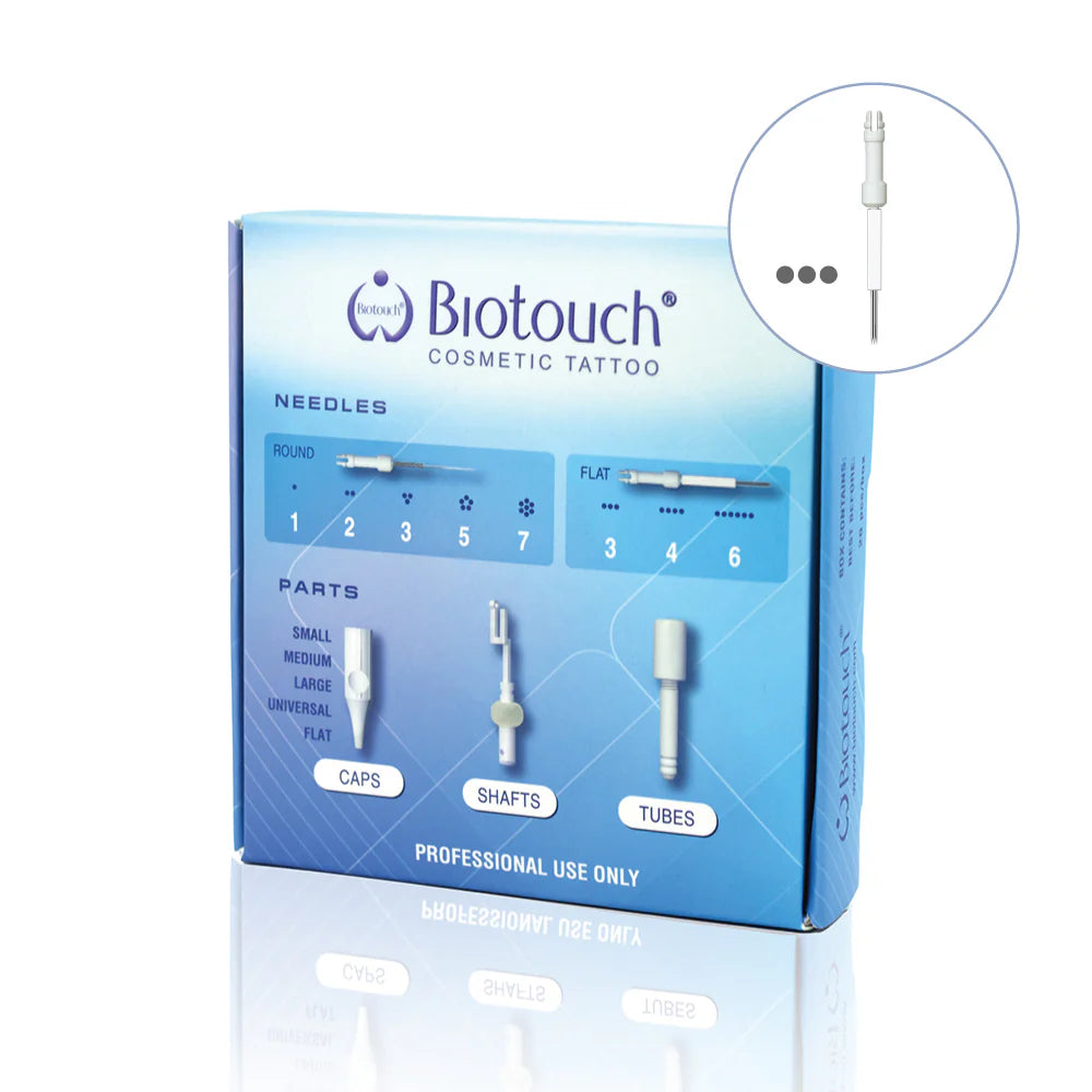 BioTouch Mosaic 3 Prong Flat Needles – THink MBC Cosmetic Tattoo Supplies