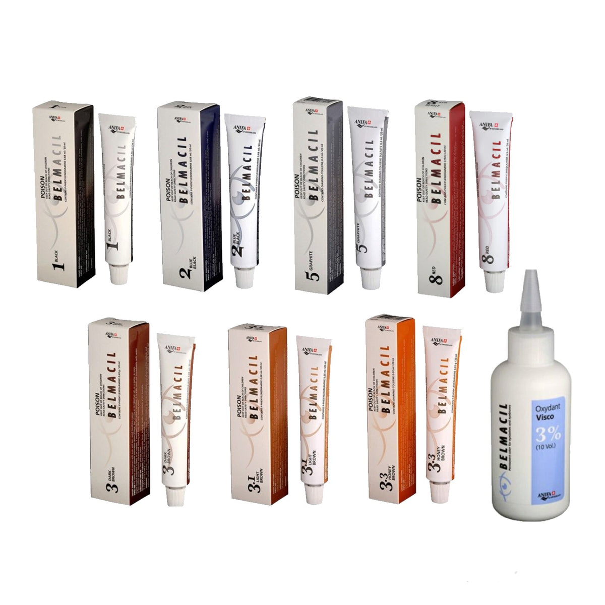 Belmacil Lash & Brow Tint - Set of 7 Tints + Oxidant Kit – THink MBC ...